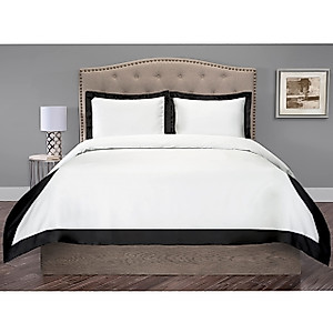 Hotel Luxury 3pc Dual Tone Duvet Cover Set-800 Thread Count 100% Organic Cotton Premium Bedding Collection Super King Plus 120 x 120 Inches Machine Washable (White & Black)