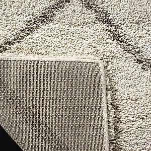 SAFAVIEH Hudson Shag Collection Area Rug - 5' x 7', Ivory & Grey, Modern Diamond Trellis Design, Non-Shedding & Easy Care, 2-inch Thick Ideal for High Traffic Areas in Living Room, Bedroom (SGH281A)