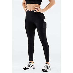 Fabletics Women's On-The-Go PowerHold® High-Waisted Legging, Maximum Compression, Flattering, M/Regular | 27, Black