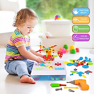 Haifeng 223 Pieces Kid Screwdriver Toy Set, Create and Design Drill kit, Magic Play Toolbox for Kids, Game Activities Center for Kids Ages 3-10 Years Old