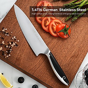 YONOVAK High-Class Chef Knife - Dishwasher Safe Non-Rust Kitchen Knife 8 Inch High Carbon Steel Cooking Knife - New Type Full Tang Handle Chefs Knife