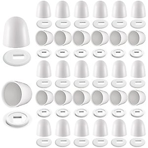 Blulu 32 Pieces Universal Toilet Bolt Caps Plastic Round Push On Toilet Bowl Caps Covers Toilet Seat Floor Caps with Extra Washers for Toilet Bowl Screws, 1.45 Inch Height