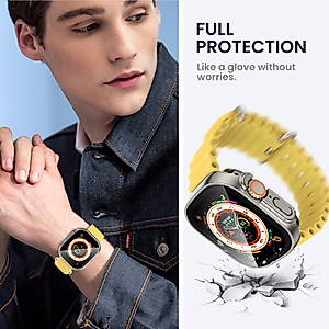 Tensea (2 in 1) for Waterproof Apple Watch Ultra 2/Ultra Screen Protector Case 49mm Accessories, iWatch Protective PC Face Cover Built-in Tempered Glass Film, Front and Back Bumper (49 mm)