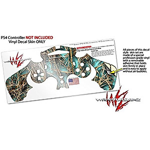 WraptorSkinz Skin Compatible with Sony PS4 Dualshock Controller PlayStation 4 Original Slim and Pro WraptorCamo Grassy Marsh Camo Neon Teal (Controller NOT Included)
