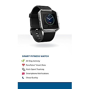 Fitbit Blaze Smart Fitness Watch,Time Display Black, Silver, Large (6.7 - 8.1 Inch)