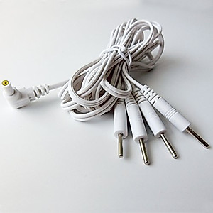 ELYSAID 2Pcs/Pack 4 in 1 Replacement Electrode Lead Wires Connect Cables DC Head 2.35mm Pin 2mm for TENS 7000 & TENS Machines