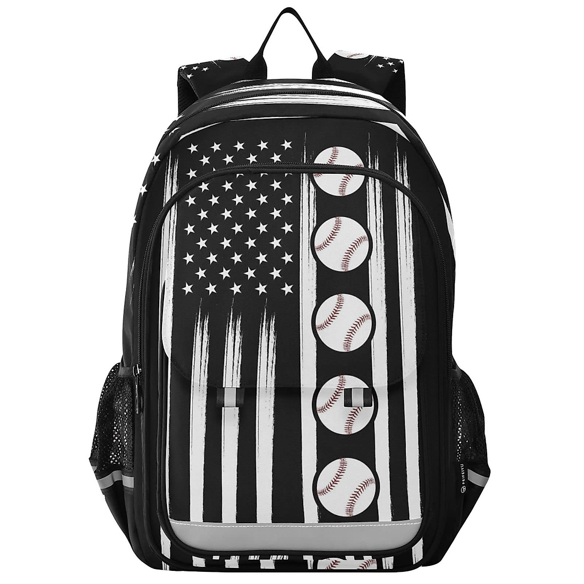 Glaphy American Flag Baseball Backpack School Bag Lightweight Laptop Backpack Students Travel Daypack with Reflective Stripes