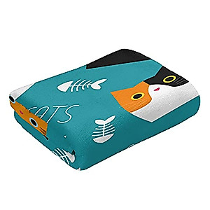 Perinsto Funny Cats Hand Towel Cute Cartoon Design Decorative Fingertip Towels Multipurpose for Bathroom Kitchen Gym and Spa, 27.5" X 15.7"