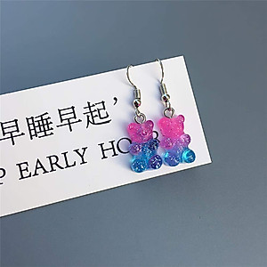 7 Pairs Gummy Bears Earrings Set Colorful Bear Animal Resin Earrings for Women Jewelry(A)