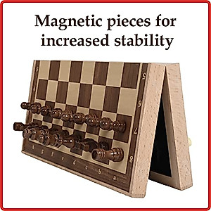ROO GAMES Magnetic Travel Chess - Play Chess in Planes, Trains and Cars! - Magnetic Chess Board Set for Kids Beechwood Board - Ages 6+