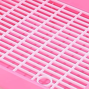 POPETPOP Rabbit Litter Box Plastic Small Animal Litter Potty Trainer Corner Box Pet Training Toilet for Hamster Gerbil Bunny Chinchilla Guinea Pig Ferret Pink