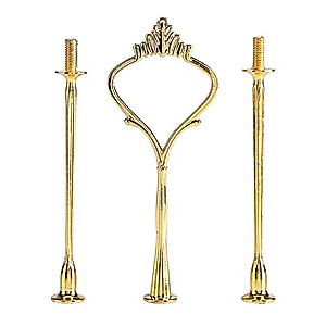 3 Tier Metal Cake Plate Stand Handle Hardware Cupcake Stand Tower Dessert Stand Party Pastry Food Serving Stand for Wedding Party(3-Tier Crown Gold)
