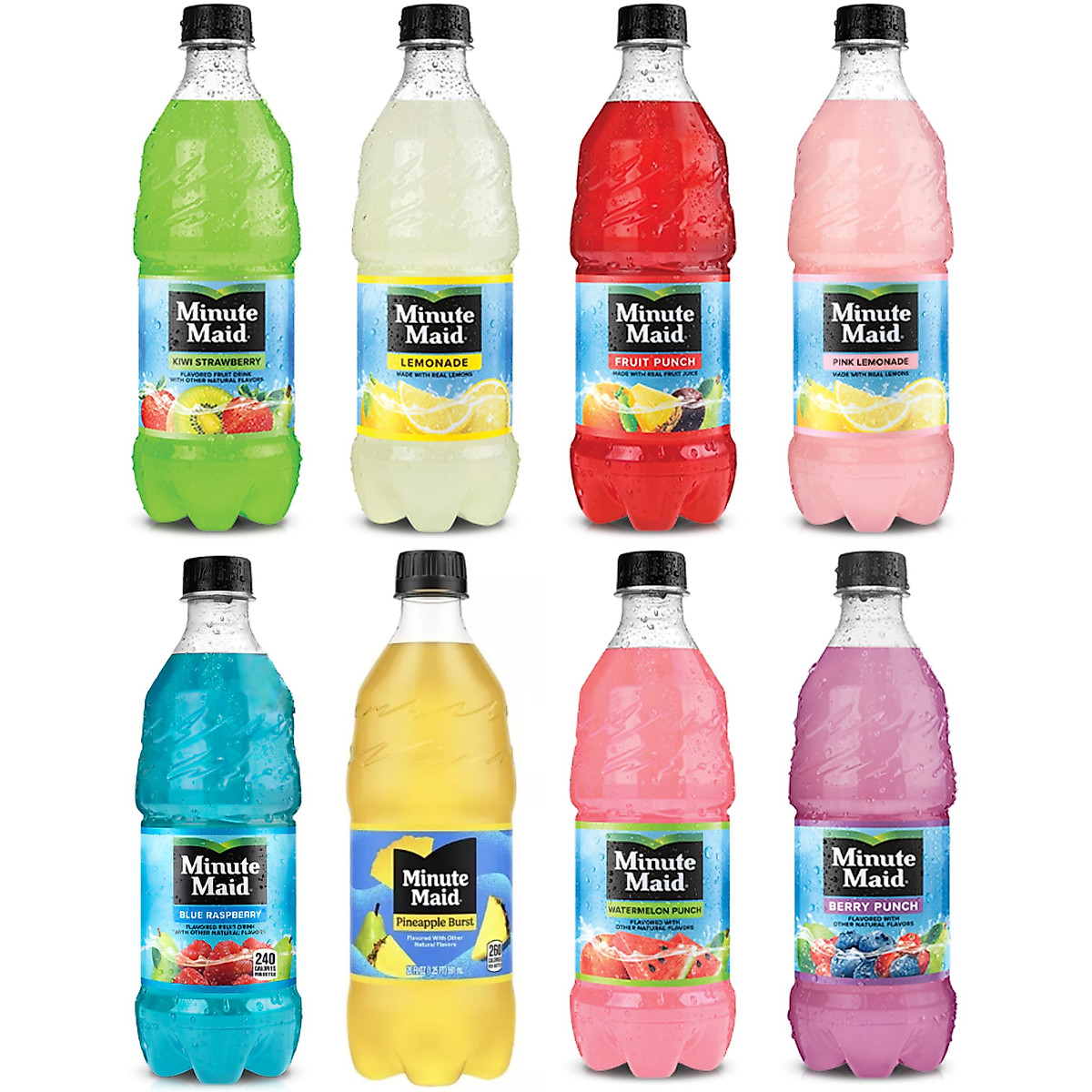 Min Maid Lemonade And Punch 8 Flavors Variety Pack, Lemonade And Fruit Drinks 20 Oz (Pack of 8)