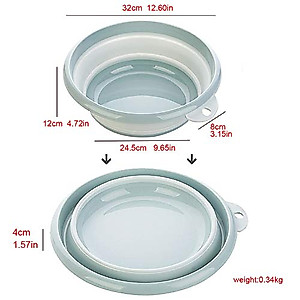 Collapsible Portable Wash Basin Dishpan Bucket Portable Dish Tub Folding Washbasin Light Blue