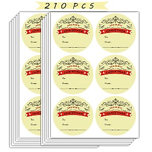 Merry Christmas Stickers Seals Labels / 2" Christmas Tags for Cards Gift Envelopes Boxes etc.(210 Pcs)