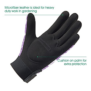 COOLJOB Medium Gardening Work Gloves for Women Ladies, Thorn Proof for Rose Pruning, Cactus Handling, Blackberry Bush Planting, Puncture Resistant Anti-Slip Flexible, 1 Pair M Floral Purple