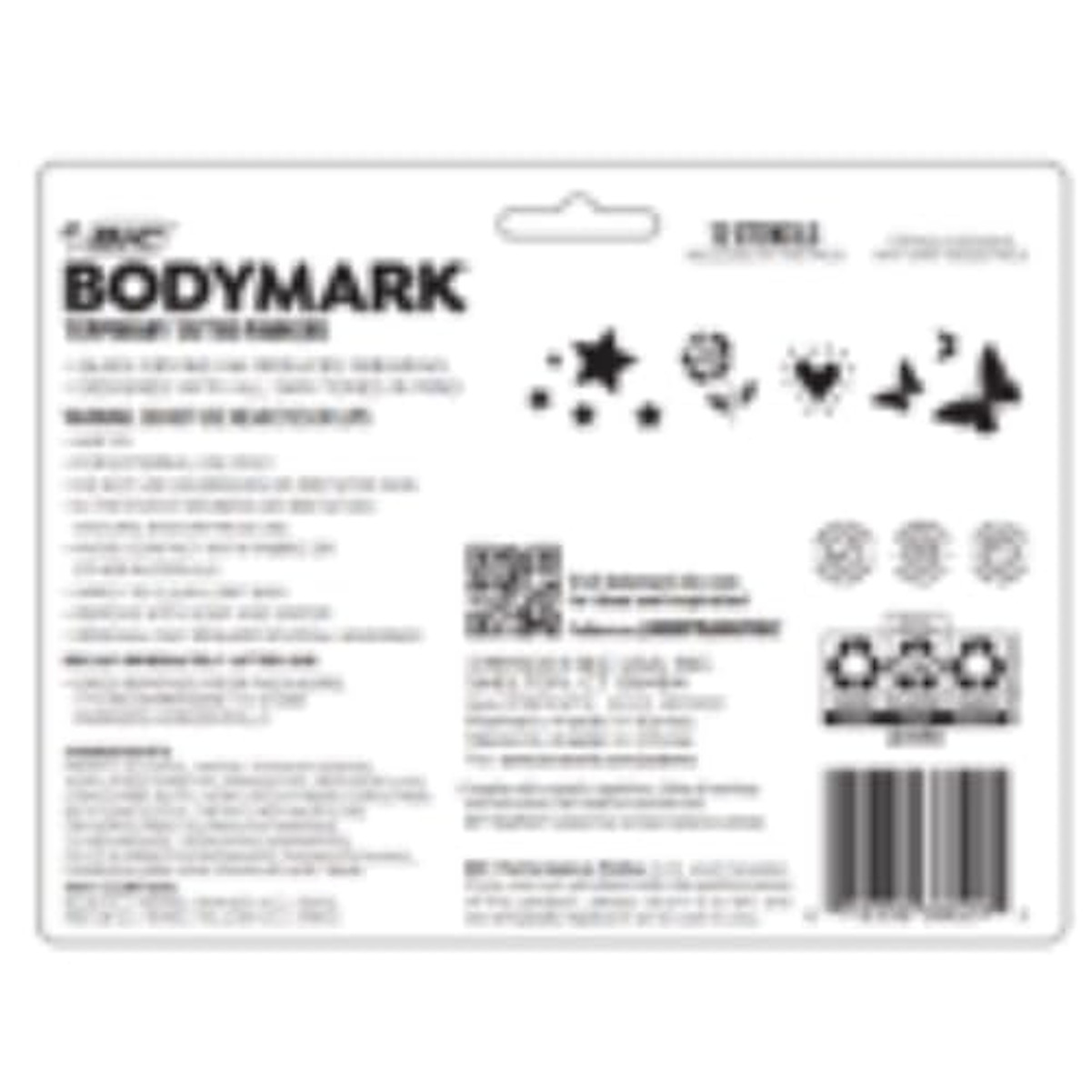 BIC BodyMark Party Pack Temporary Tattoo Marker for Skin, Premium Brush Tip, 4 Count Pack