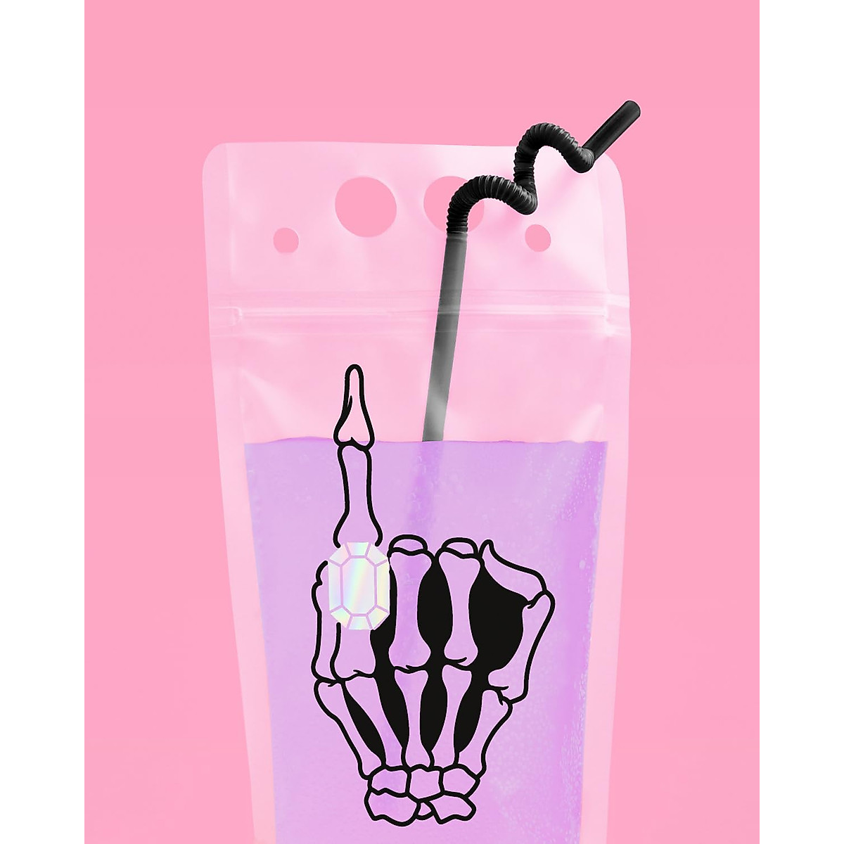 xo, Fetti Bachelorette RIP Single Life Drink Pouches - 15 pcs, Iridescent | Bachelorette Party Decorations, Bride or Die Drinkware, Bridesmaid Favor, Til Death Do Us Party + Bridal Shower Supplies