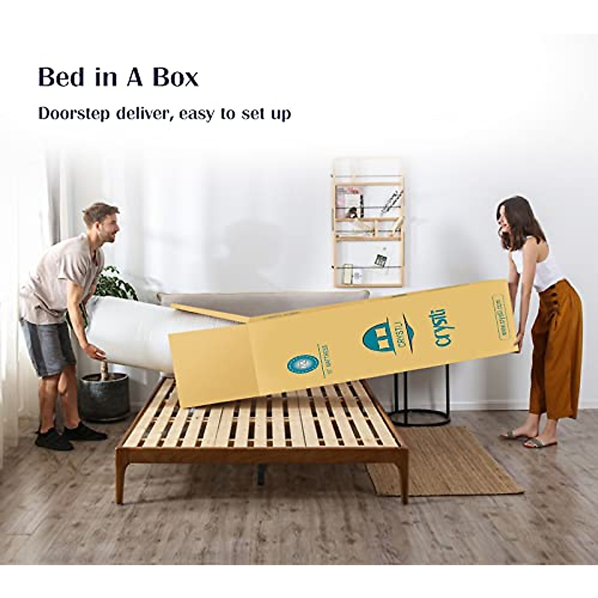 Crystli 12 Inch Full Size Mattress Bed in a Box, Hybrid Mattress with Zero Pressure Foam, Innerspring Mattress for Pressure Relief & Cool Sleep, Medium Firm, CertiPUR-US Certified