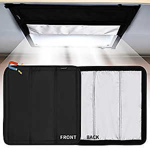 RVINGPRO Magnetic RV Window Shade 16"x16", Double-Side Foldable RV Vent Blackout Shade, Reflective RV Skylight Shade Cover for Inside Camper, with Storage Bag & Velcro, Black