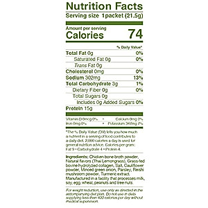 Dr. Kellyann Bone Broth Collagen Powder Packets (7 Servings, 1 Box) - Thai Lemongrass, 16g Protein/Serving, 100% Grass-Fed Hydrolyzed Collagen Powder, Keto & Paleo Friendly