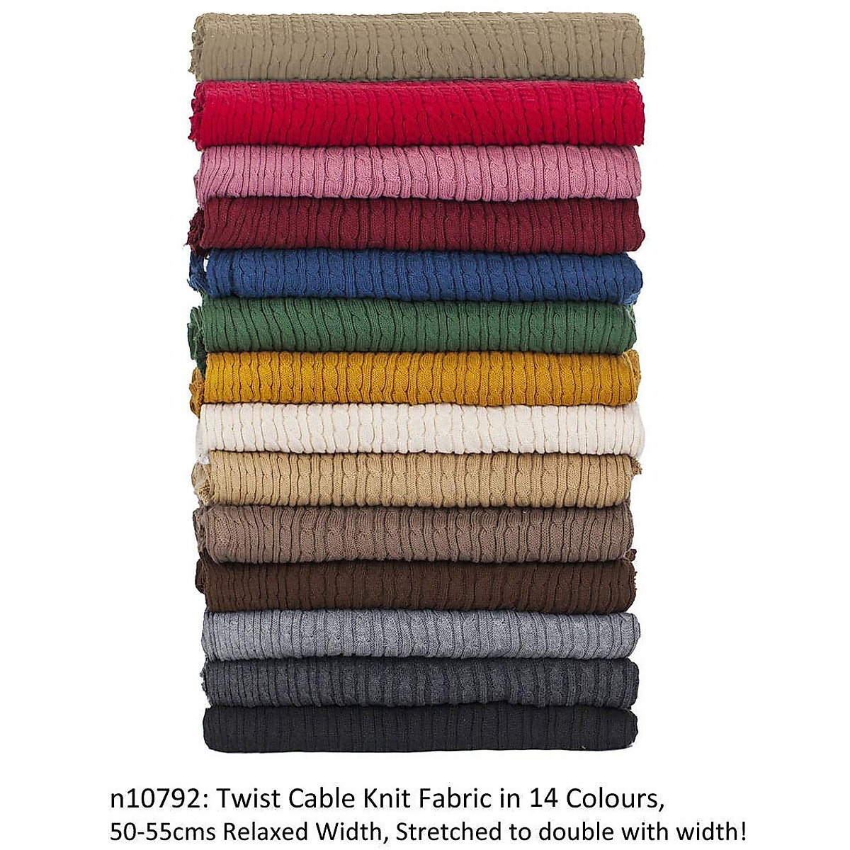 Neotrims Cable Twist Knit Fabric, Selvedge Edge 14 Colours, Knitted Sweater Style Cotton Feel Material. Superb Cloth for Apparel, Accessories and to Make Baby Wraps Blankets. Navy Blue, 1 Meter