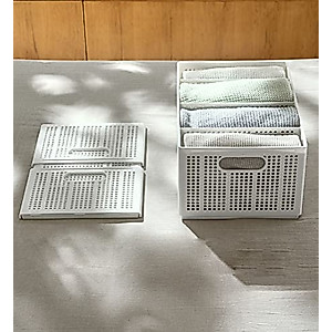 ChezMax Wardrobe Clothes Organizer, Upgraded PP Board Cabinet Closet Compartment Storage Baskets, White Washable Foldable Dividers Closet Drawer Bins for Underwear Socks Jeans, Small Size 6 Grids