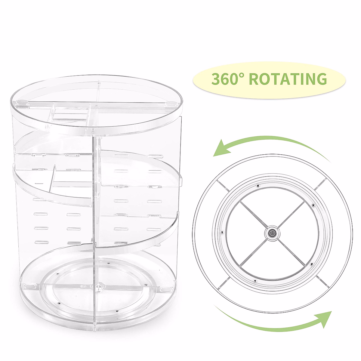 COYAHO 360° Rotating Makeup Organizer, Spinning Bathroom Organizer Countertop, Cosmetic Organizer Makeup Holder Shelf, Make Up Organizers and Storage for Bedroom, Transparent