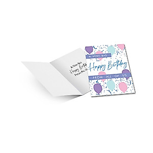 JBH Creations Big Birthday Balloon Drop Card - Extra Large 9 x 12 with Envelope - Pastel