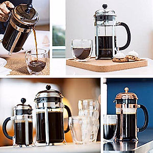 Bodum 34oz Chambord French Press Coffee Maker, High-Heat Borosilicate Glass, Stainless Steel, Black – Made in Portugal