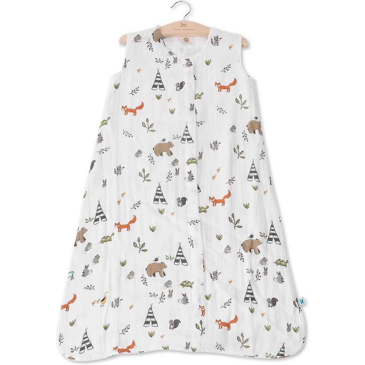 Little Unicorn 6-12 Month Premium Muslin Sleep Sack 1.1 TOG | Soft & Breathable Muslin Cotton for safer sleep | 2 way zipper (Forest Friends)