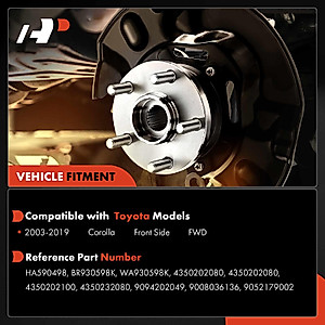 A-Premium Front Wheel Hub and Wheel Bearing Compatible with Toyota Corolla 2003-2019, FWD Only