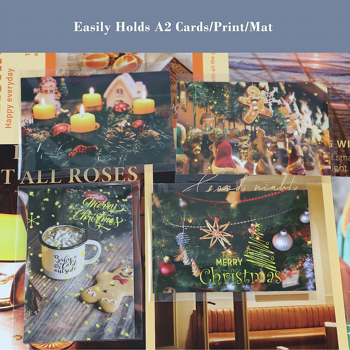 Miraclekoo 200Pcs 4-5/8 x 5-3/4 Inch Resealable Cello Cellophane Bags,Thick Greeting Card Clear Plastic Sleeves - Fit A2 Card Envelope Photos Cookie Candy