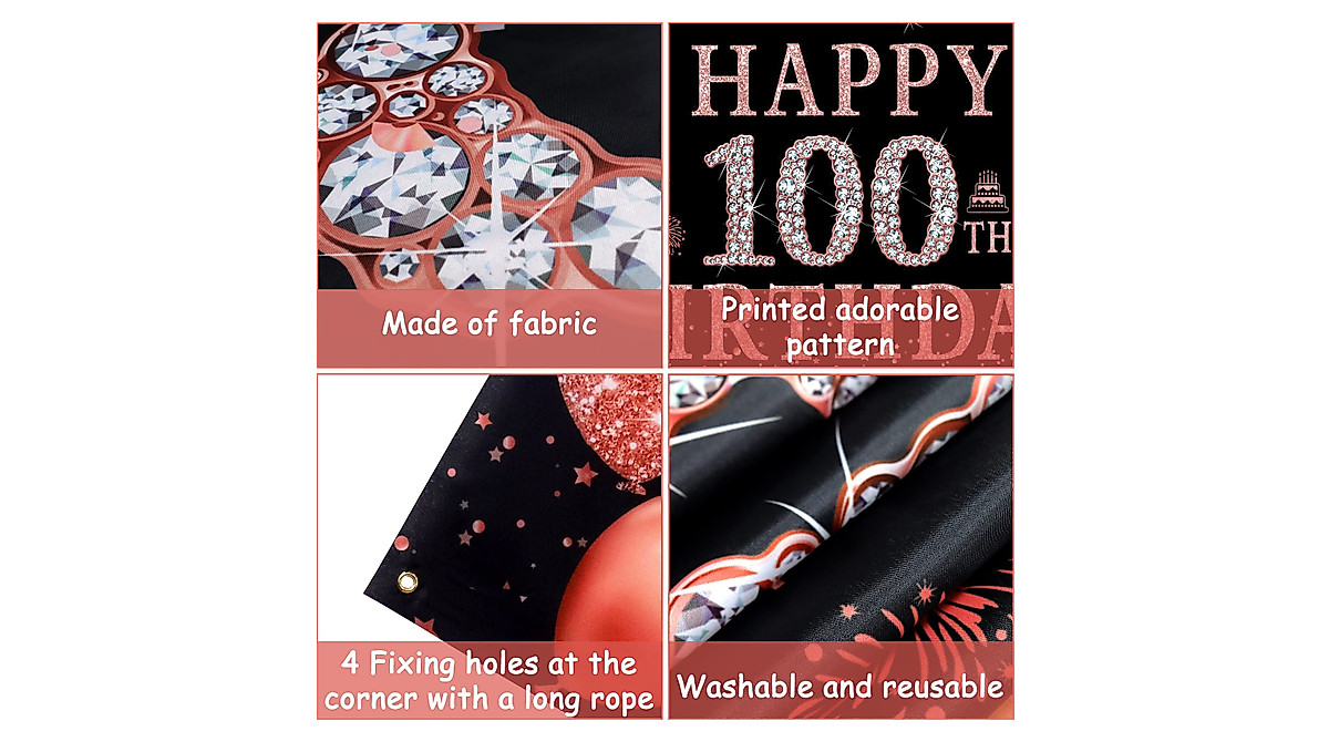Celebrate 100th Birthday with Rose Gold Backdrop Banner