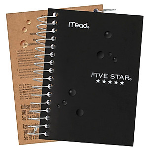 Five Star Spiral Notebooks, Fat Lil' Pocket Notebook, 6 Pack, College Ruled Paper, Fights Ink Bleed, Water Resistant Cover, 3-1/2" x 5-1/2", Small, 200 Sheets, Assorted Colors (38027)
