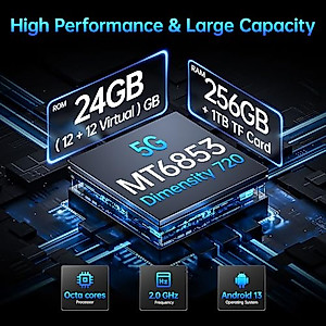 OUKITEL RT7 5G Rugged Tablet - 32000mAh Large Battery,24GB RAM+256GB ROM Android 13 Tablet,10.1 inch FHD+ Screen,48MP+32MP+20MP Night Vision Camera,IP68/IP69K Waterproof Tablet/WiFi/OTG/GPS Blue