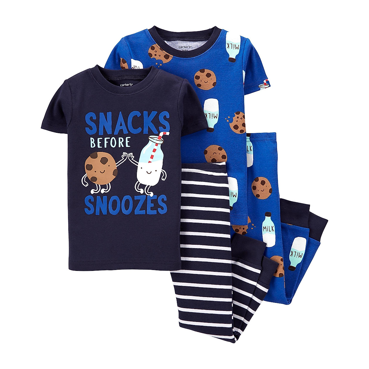 Carter's 4-Piece Toddler and Baby Boy's Snug fit Cotton Pajamas (Snacks, 5T)