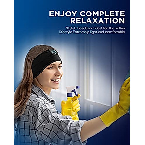 Perytong Sleep Headphones Bluetooth Headband Wireless Sports Headphones Headband, Long Playtime Lightweight Headphones Hi-Fi Stereo Ergonomic ASMR Sleep Headphone Cool Gadget Gift for Men Women Black