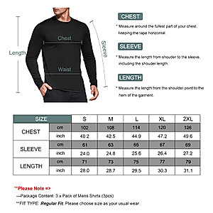 Men's 3 Pack Performance Long Sleeve T-Shirts, UPF 50+ Sun Protection Shirts, Athletic Workout Shirts for Running Fishing Hiking Black/Navy/Red-3P05-S