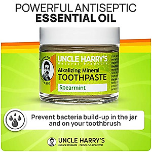 Uncle Harry's Spearmint Remineralizing Toothpaste | Natural Whitening Toothpaste Freshens Breath & Promotes Enamel | Vegan Fluoride Free Toothpaste