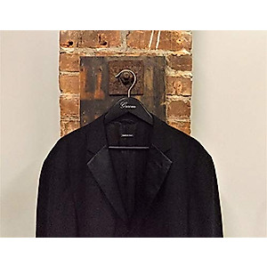 NAHANCO G20217WB Bridal Hanger, Black Wood Suit Hanger with Silver Imprint (Groom), 17” (1 Piece)