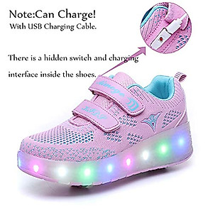 Nsasy Roller Shoes USB Charge Girls Boys Sneakers with Wheels LED Roller Skates Shoes