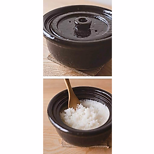 Japanese Donabe Kago Rice Cooking Pot, 2 Go, 1200cc, Black