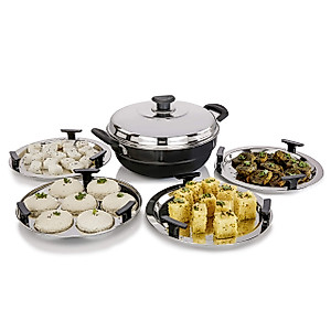 Vinod Multi Kadhai (Hard Anodized) - Idli Maker, Dhokla Maker, 26 cm Kadai