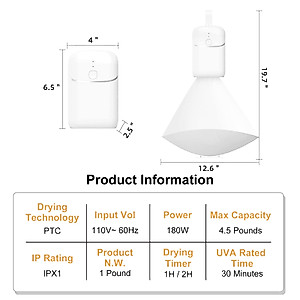 TJ. Portable Clothes Dryer, Mini Clothes Dryer Machine, Small Portable Dryer for Clothes with PTC Drying & UV Function, 1H/2H Timer for Underwear, Socks, Swimwear, Baby and Pet Clothes, White