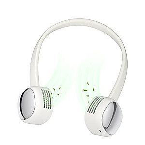 Bemodst Portable Neck Fan, 2000 mAh Battery Operated Wearable Personal Fan, Leafless, Rechargeable, Headphone Design, USB Powered Desk Fan,3 Speeds-white