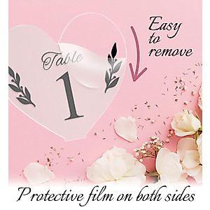 25 PCS Wedding Table Numbers, Table Numbers for Wedding Reception heart shaped, Table Numbers Wedding acrylic, Wedding Table Number with stands.