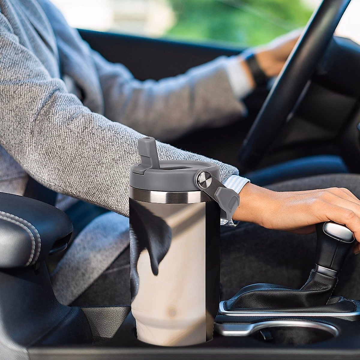 30 Oz Tumbler with Foldable Handle And Flip Straw,Black Pug Dog Puppy Vacuum Insulated Travel Coffee Tumblers,Stainless Steel Leak-Proof Water Bottle,Fits in Cup Holder,Keep Cold 24H & Hot 12H