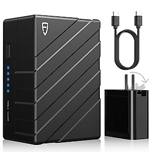 FJD V Mount Battery 95Wh(6700mAh) 14.4V with Type-C D-TAP GaN 65W PD Fast Charger, Mini V Lock Battery PowerSec 90 for Camcorder, Camera, Monitor, Sony HDCAM, LED Lighting, DSLR, Filmmakers