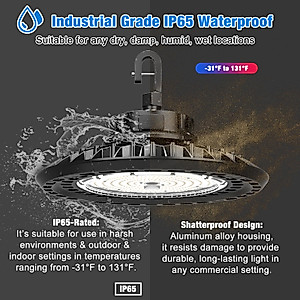 LED High Bay Light Super Bright Dimmable AC100-277V 240W 36000LM 5000K DLC/ETL Listed Lights 6ft with US Plug High Bay LED Light Warehouse Shop Barn Garage (4 Pack)